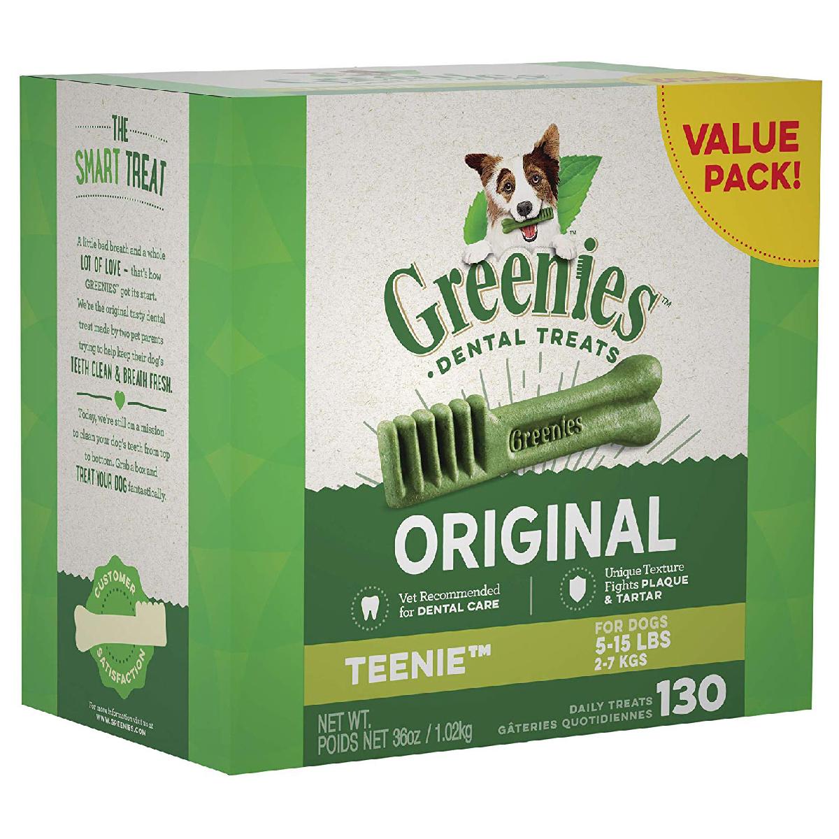 Greenies Original Dental Dog Treats, Teenie Size, 130 Count | PetPawsRx